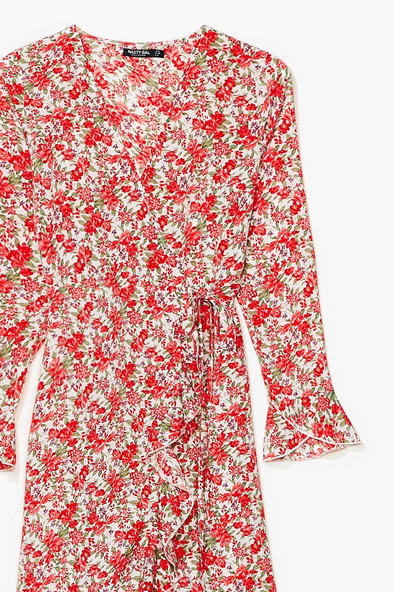 Flowy Floral Wrap Midi Dress Nasty Gal