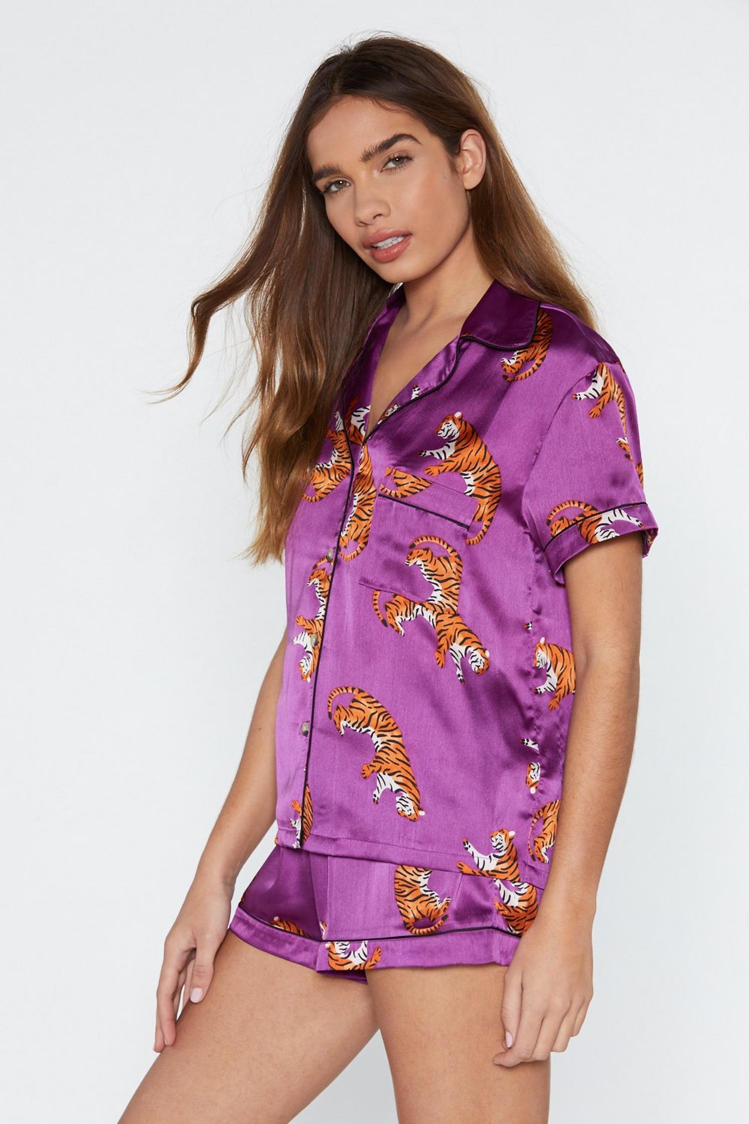 Fangs For Everything Tiger Pajama Shorts Set Nasty Gal