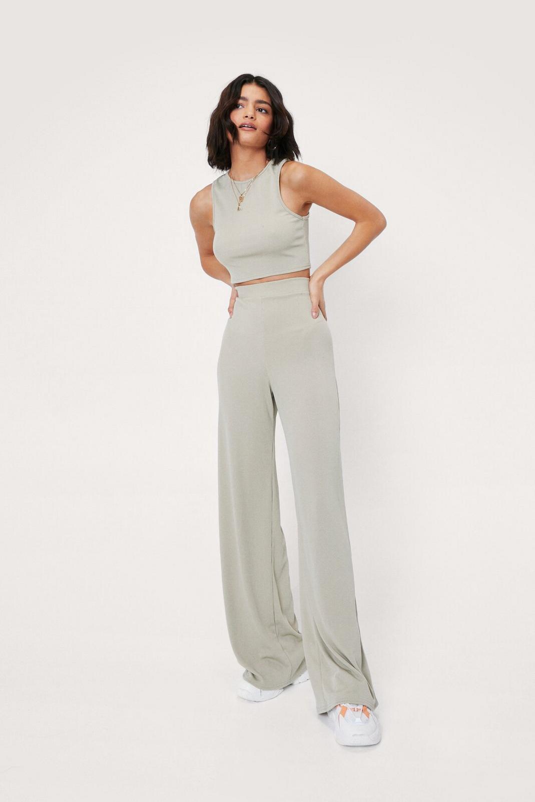 Crop Top And Wide Leg Pants Set Nasty Gal