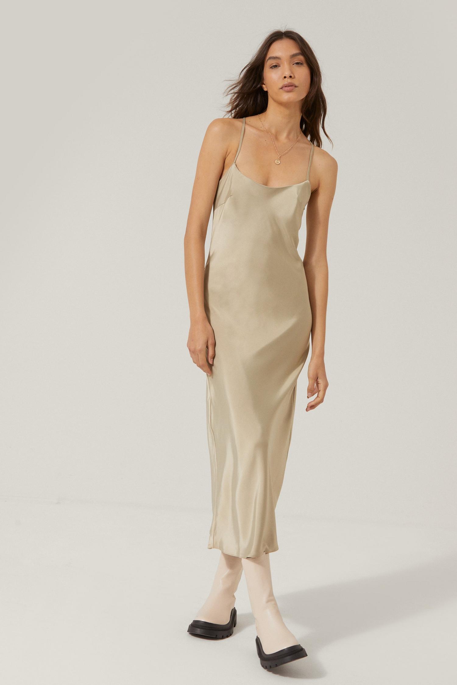 Satin Cross Strap Midi Dress Nasty Gal
